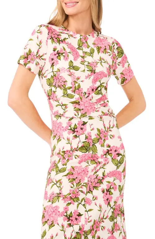 Ted Baker London Floral Knit Midi Dress With Twist Front - Pink